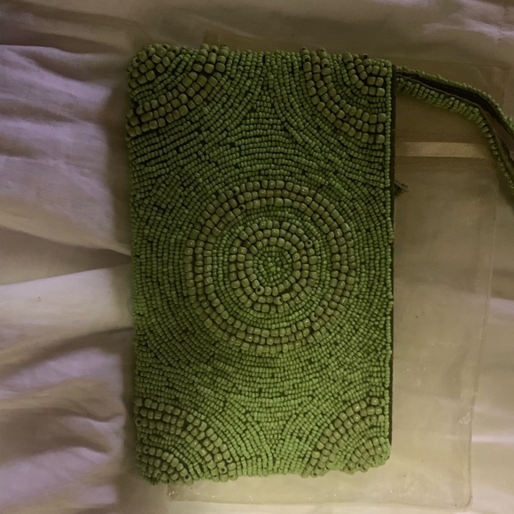 Bags | Handmade Beaded Lime Green Bag | Poshmark